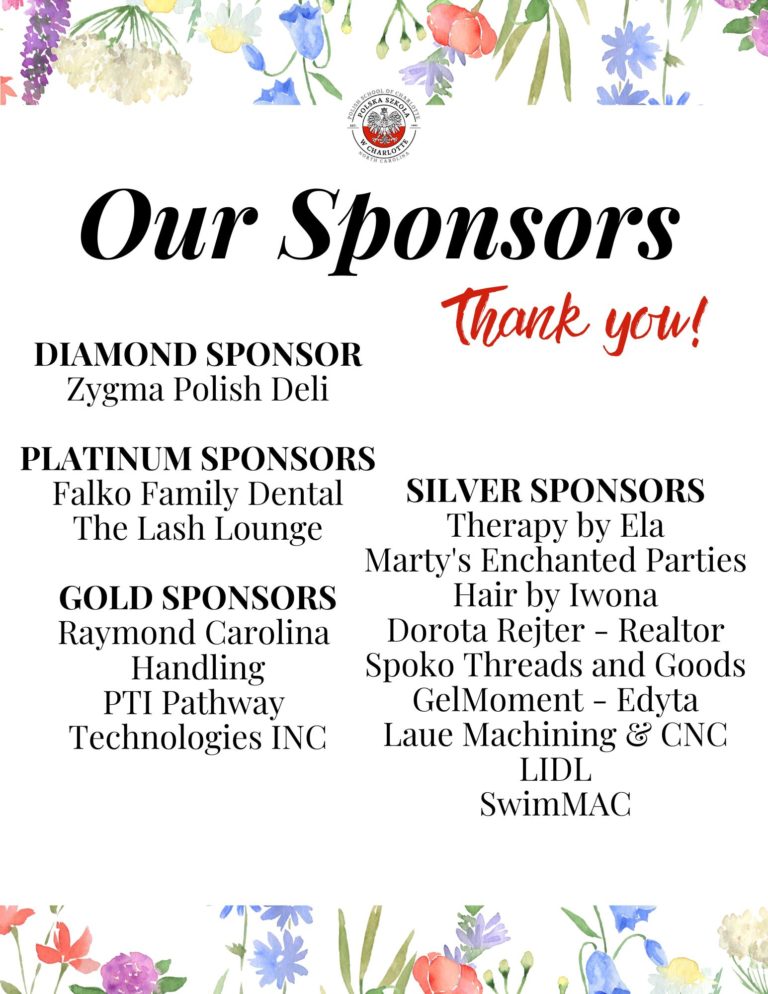 Thank you Sponsors - Polish School of Charlotte
